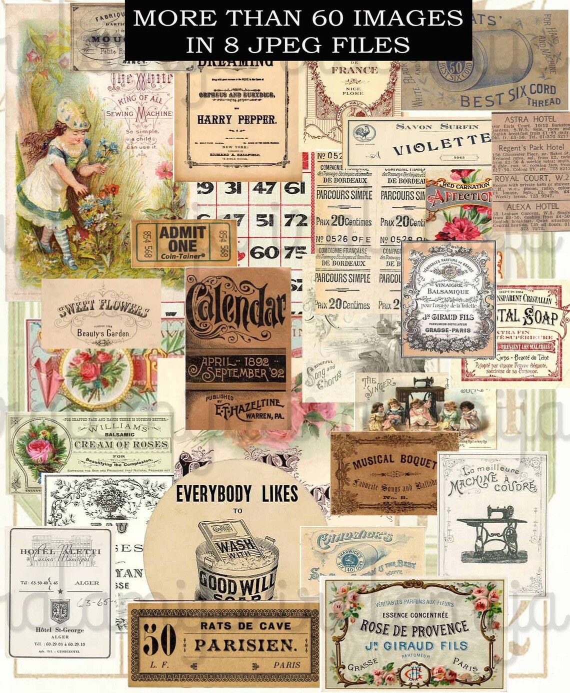 Vintage Ephemera and Labels / Vintage Ephemera / Digital | Etsy