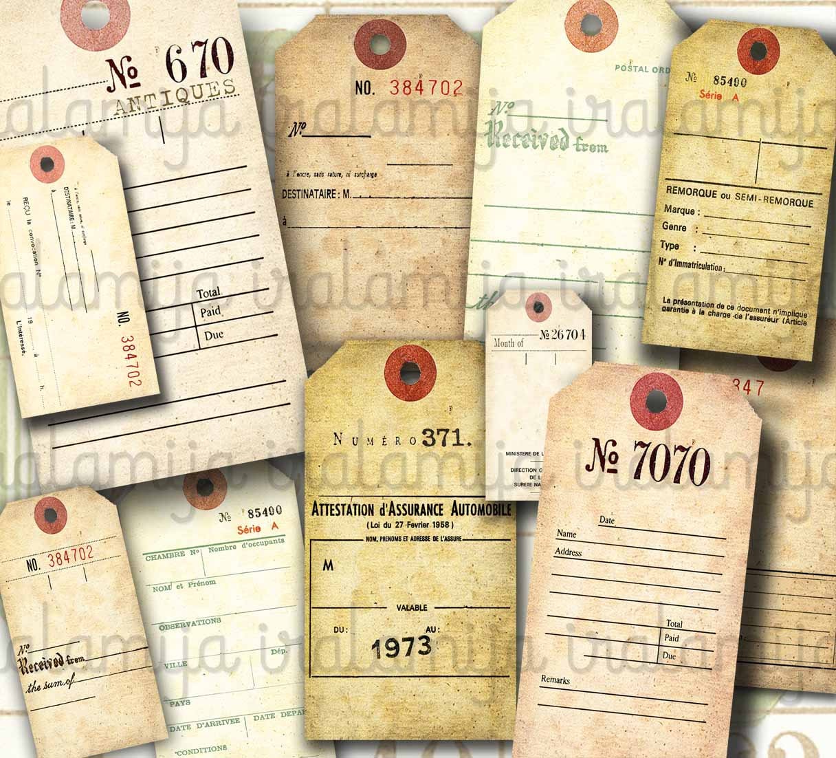 Printable Tags Vintage Old Tags No 1 Old Aged Tags Tags | Etsy