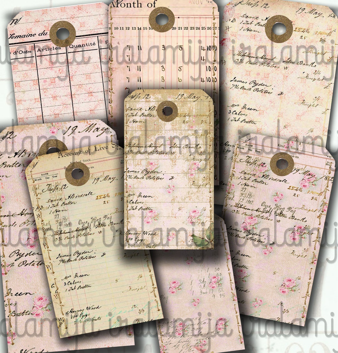 Printable TAGS / Ledger TAGS No. 2printable Download / Vintage Style ...