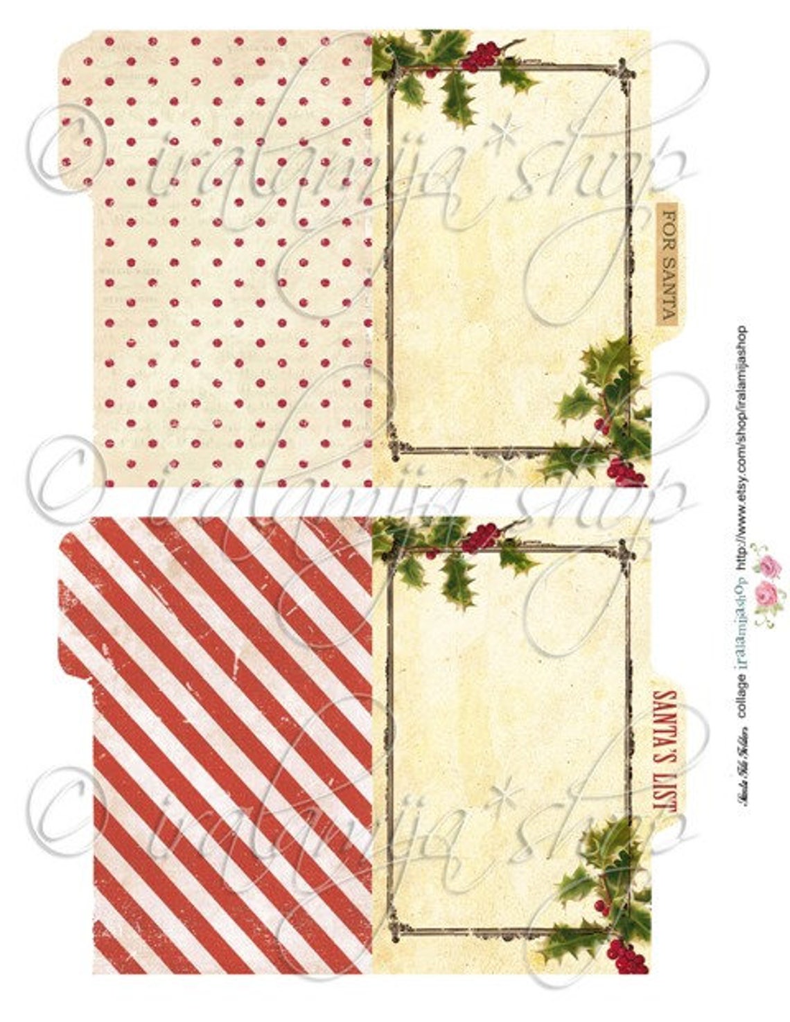 SANTA FILE Folders Printable Digital Images Printable - Etsy