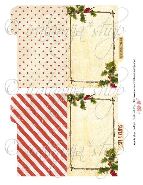 SANTA FILE Folders Printable Digital Images - Printable Download File ...