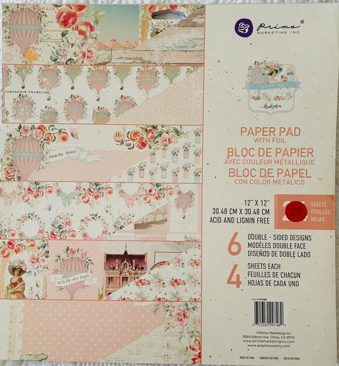 Prima - Peach Tea Collection - 12 X 12 Paper Pad. High Quality ...