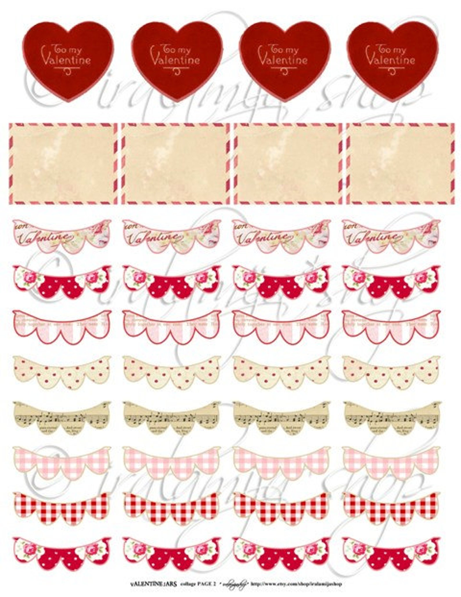VALENTINE JARS Collage Digital Images printable Download File - Etsy