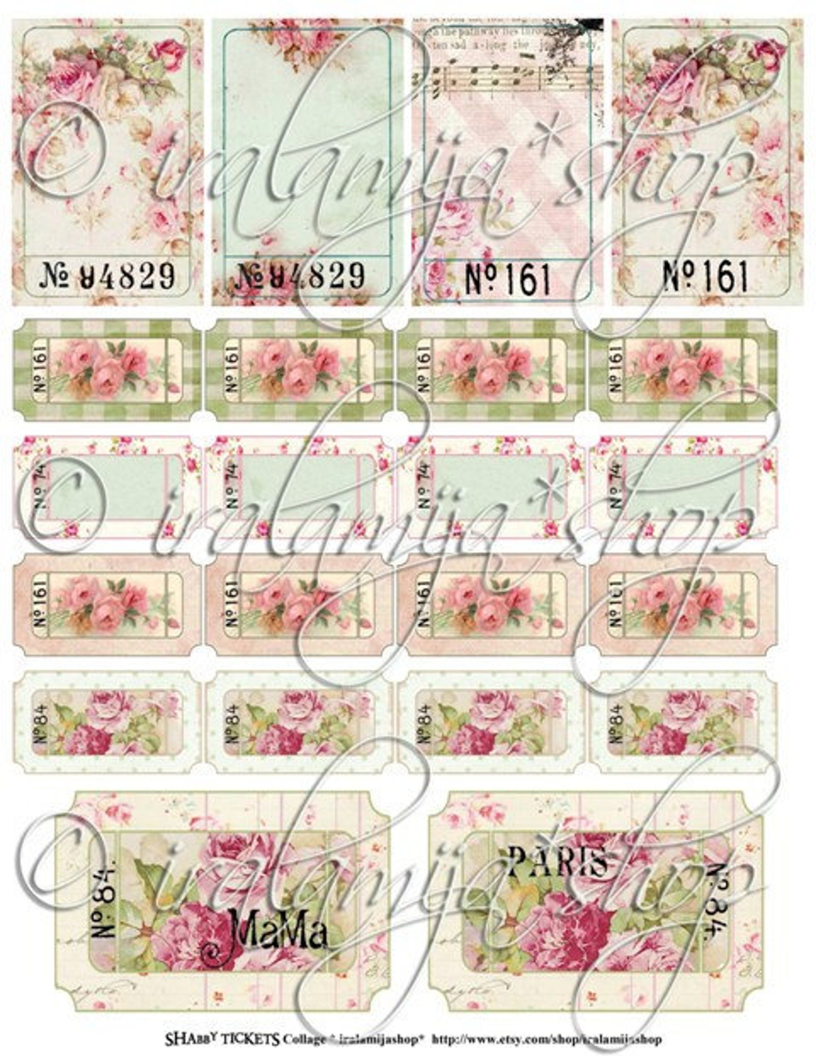 SHABBY TICKETS Printable Digital Images -printable Download / Tickets ...
