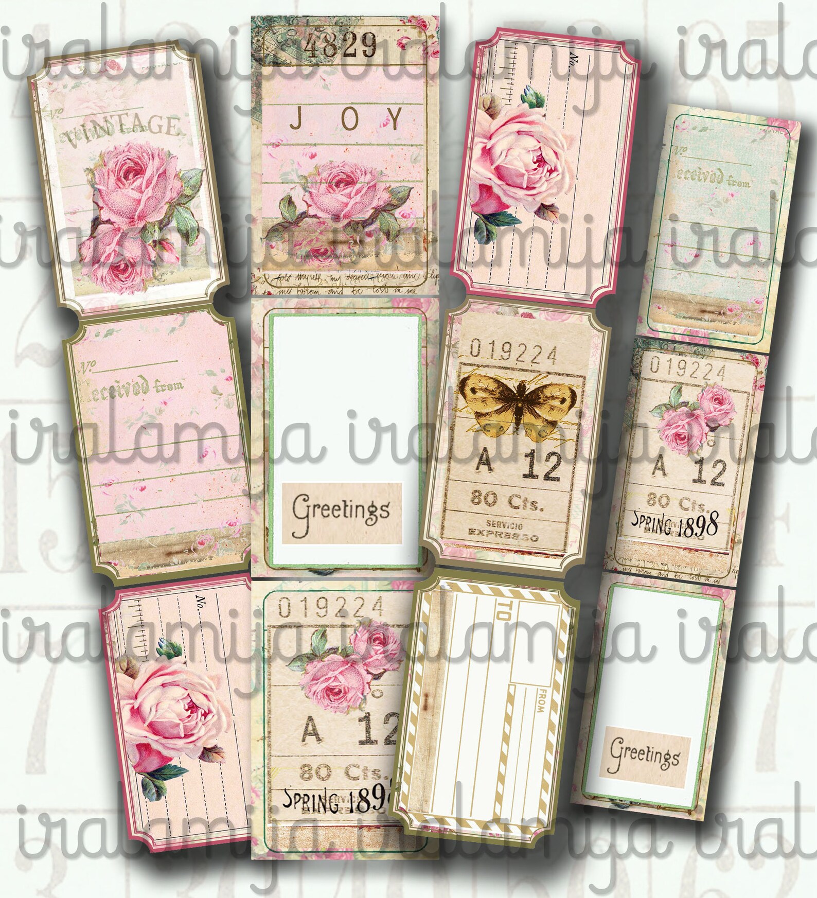 VINTAGE TICKETS Printable Digital Images printable Download / - Etsy