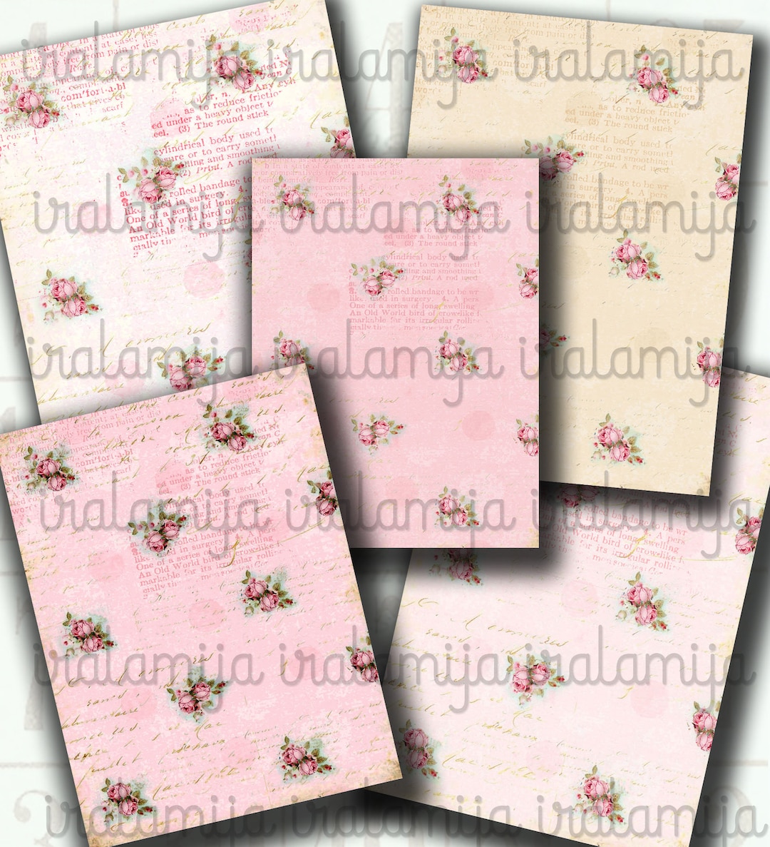 PINK ROSES Digital Paper, Printable, Roses Papers -printable Download ...