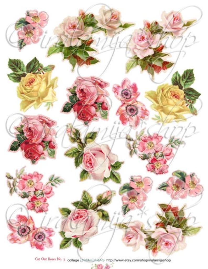 CUT OUT Roses No. 3 Printable Digital Images/printable Roses/ - Etsy