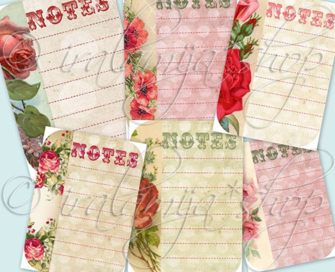 NOTES Collage Digital Images -printable Download File- - Etsy