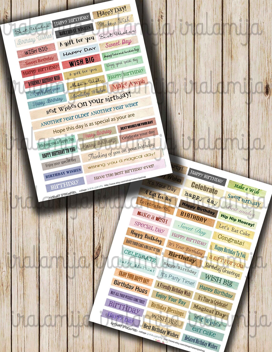 BIRTHDAY Sentiments, Digital Download - Junk Journal - Kit, Messages ...