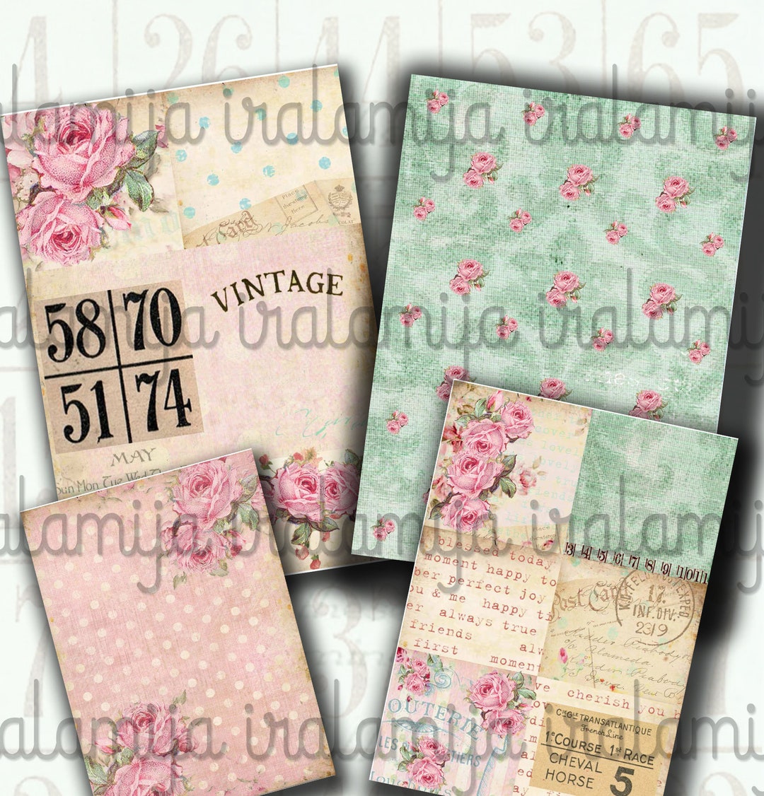 Digital Papers, Josephine Backgrounds, Digital Download, Scrapbook ...