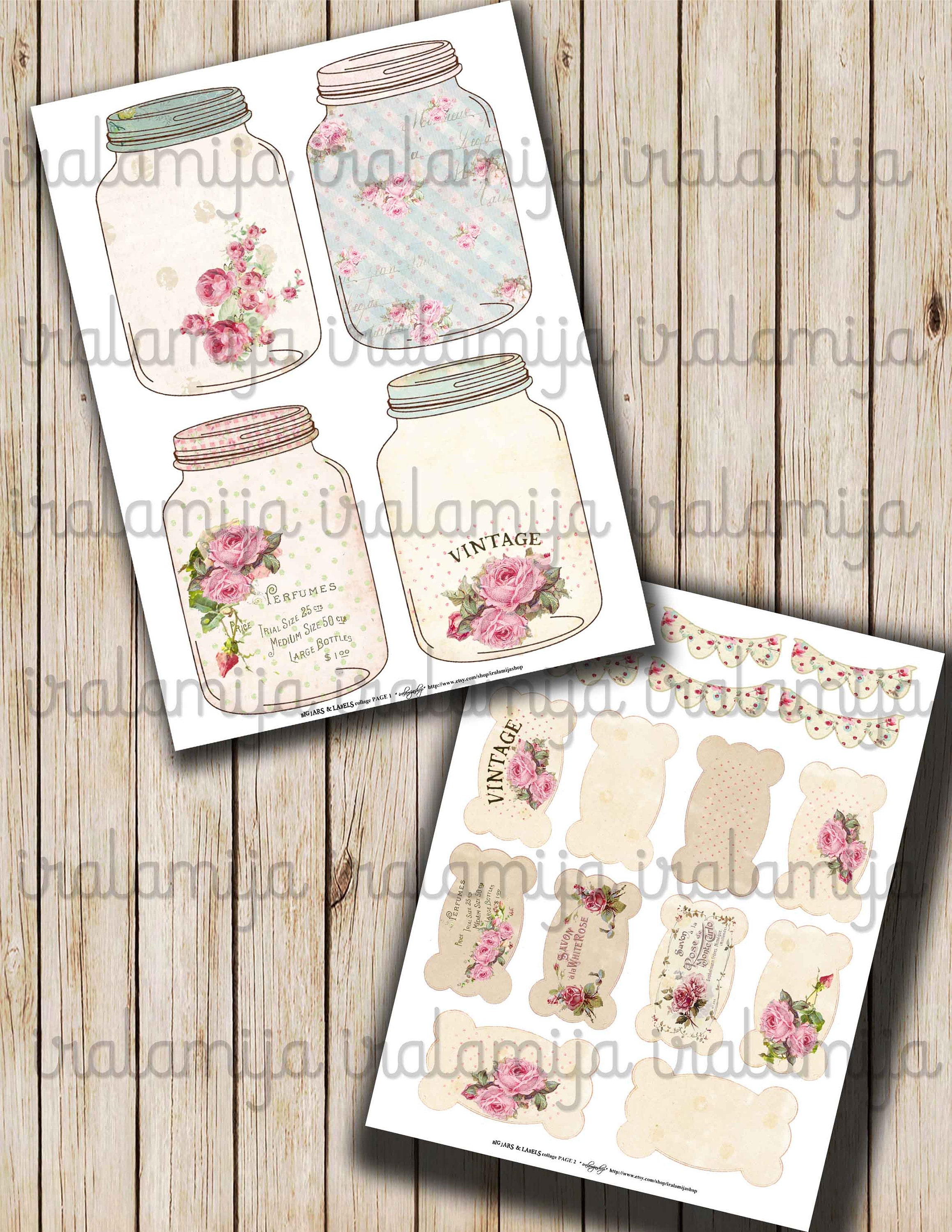 BIG JARS & LABELS Collage Digital Images printable Download - Etsy