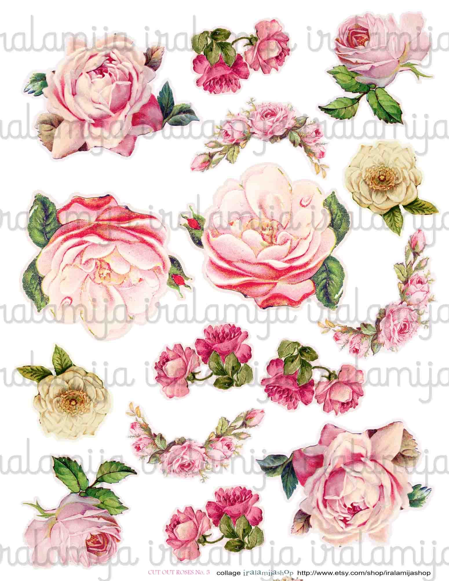CUT OUT Roses 5 / Digital Images / Printable Roses / Scrapbook - Etsy