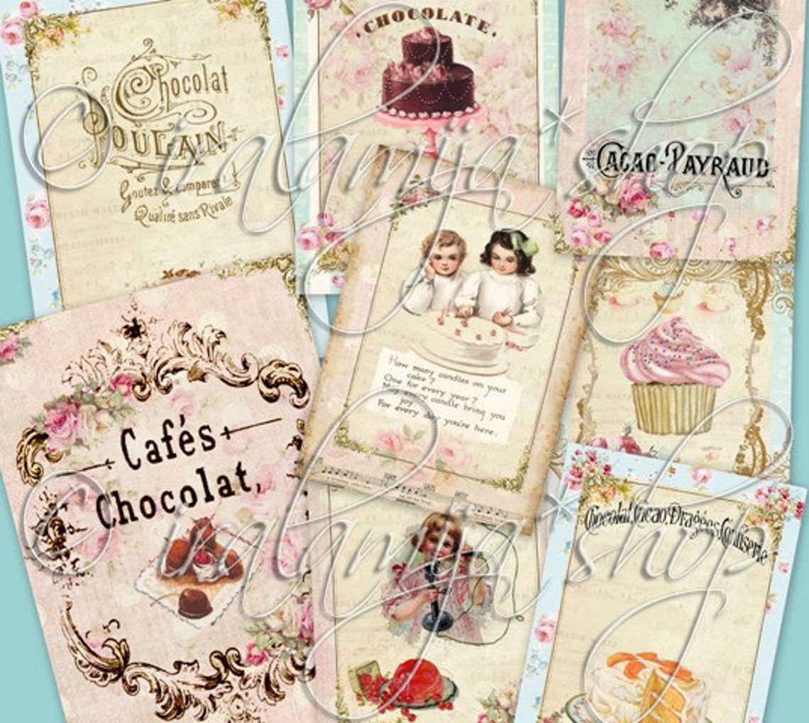 Printable Birthday Cards / CHOCOLAT AND Sweet / Digital Images | Etsy