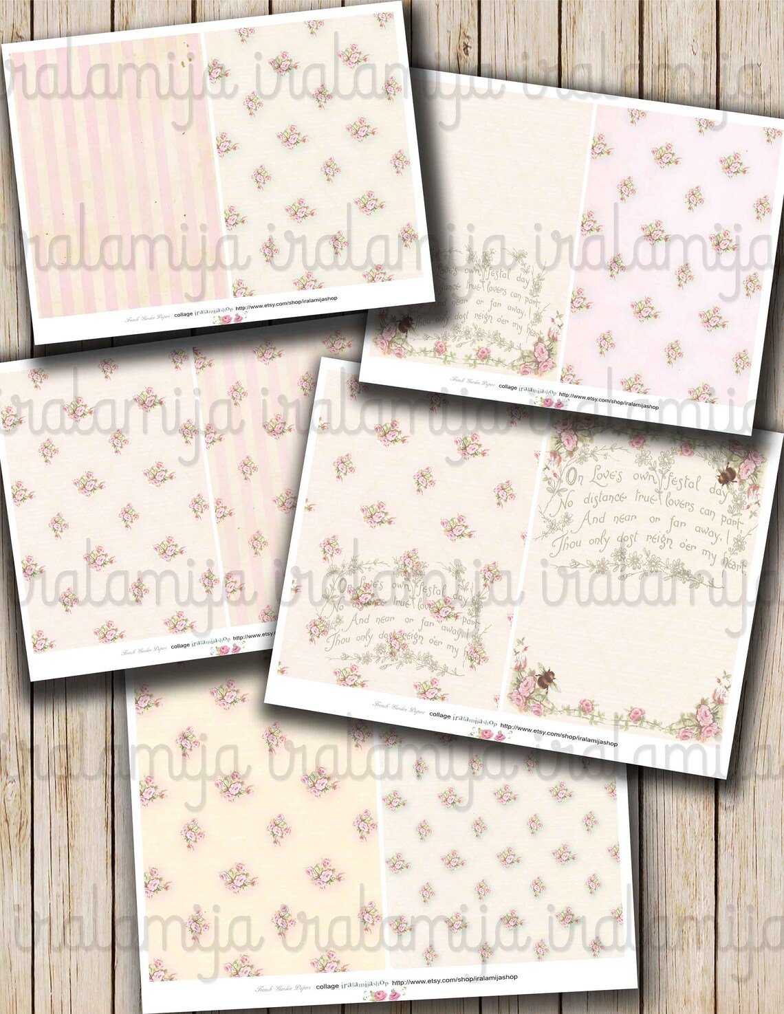 Printable Paper / FRENCH GARDEN PAPERS / Backgrounds / Digital | Etsy
