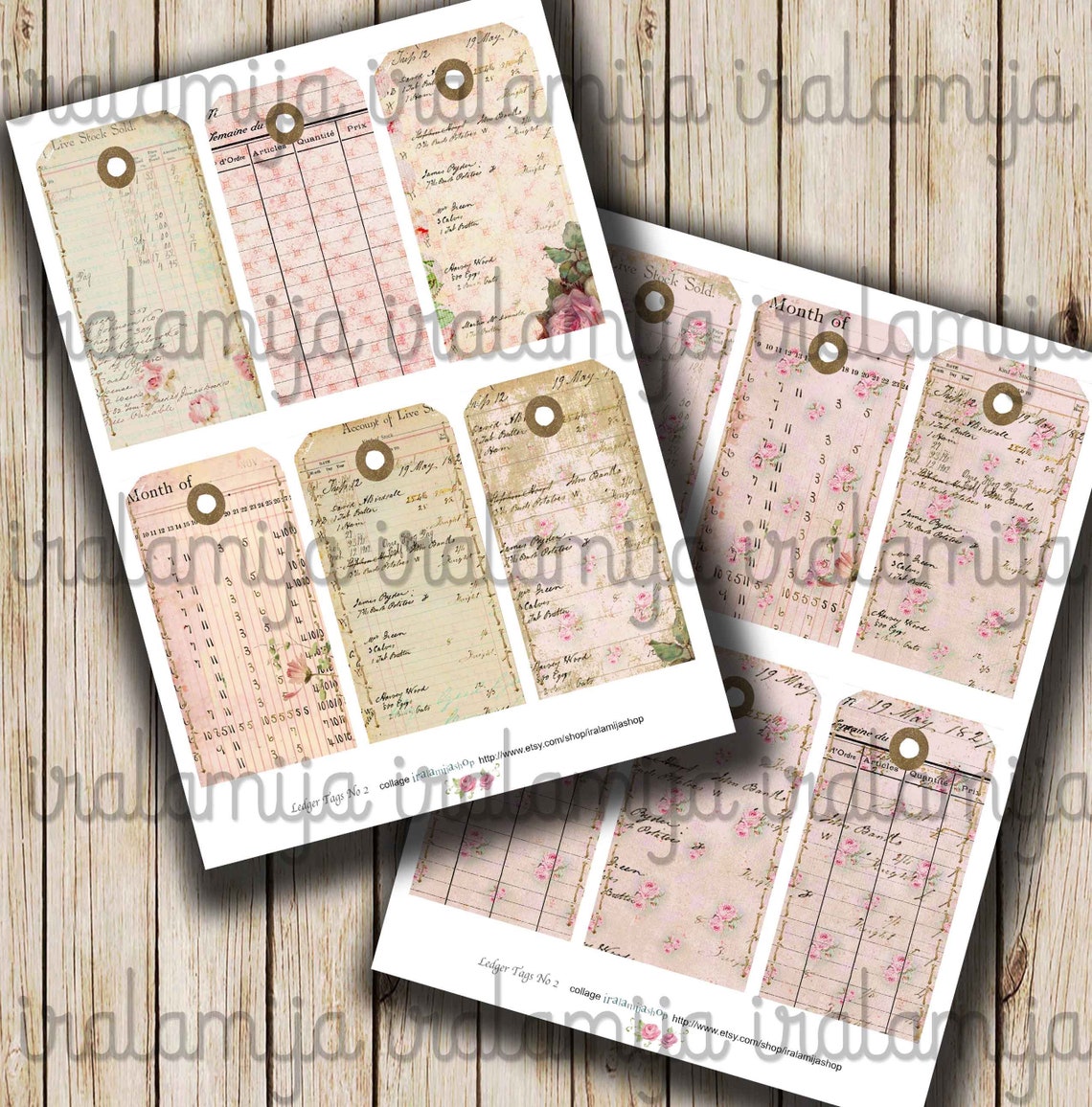 Printable TAGS / Ledger TAGS No. 2printable Download / Vintage - Etsy