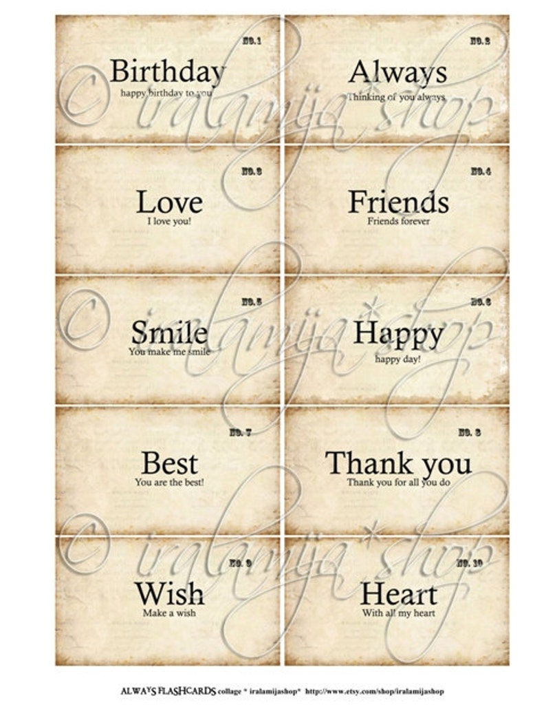 ALWAYS FLASHCARDS Collage Digital Images printable Download | Etsy