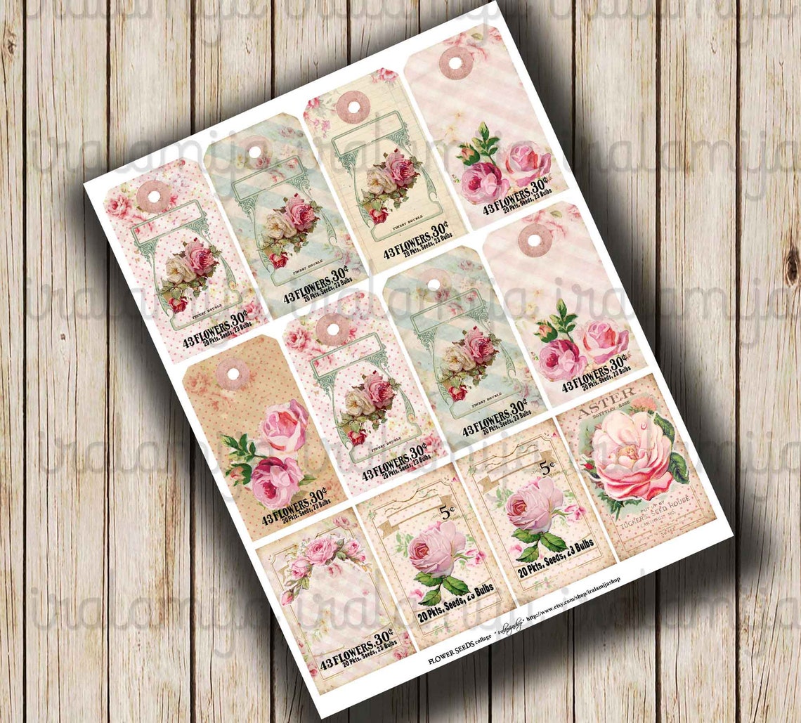 Printable Tags / FLOWER SEEDS TAGS Collage Digital Images - Etsy