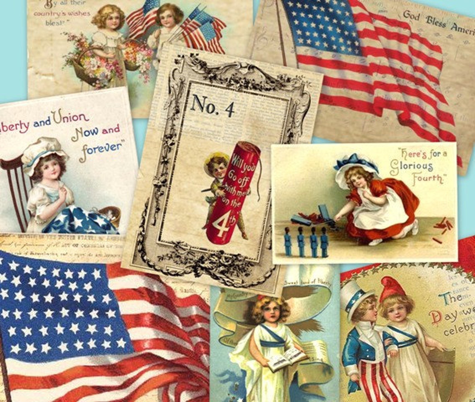 JULY 4th Collage Digital Images printable Download File | Etsy