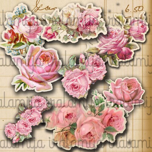 CUT OUT Roses 5 / Digital Images / Printable Roses / Scrapbook - Etsy
