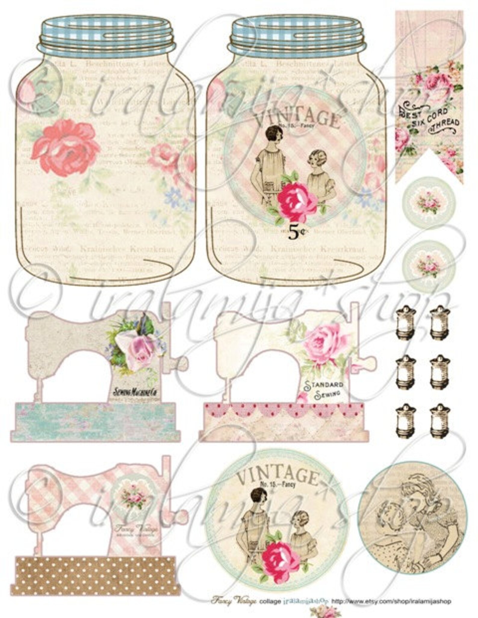 Printable Jars / FANCY VINTAGE / Jars Digital Images / - Etsy