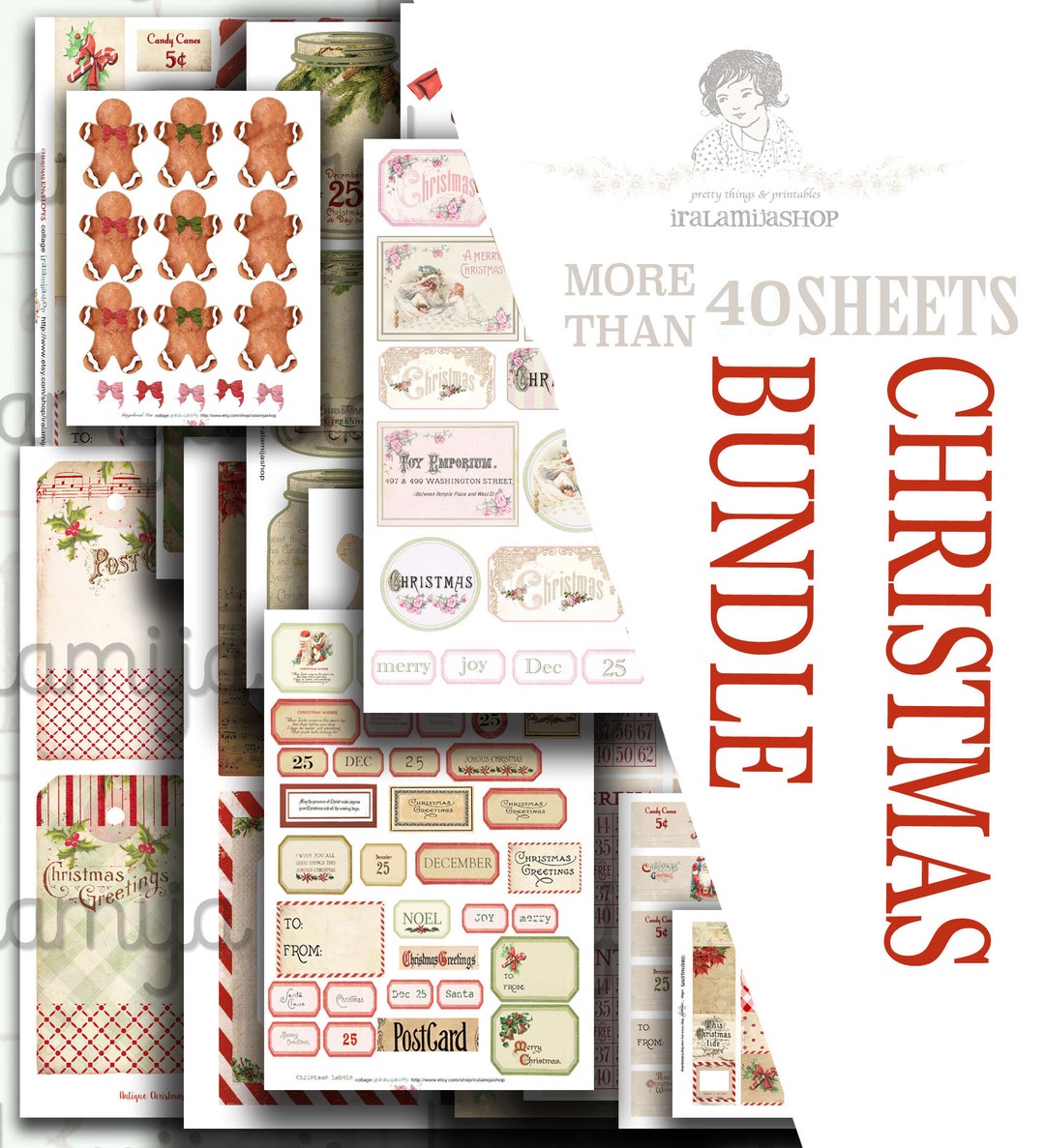 CHRISTMAS BUNDLE / Vintage Style Christmas Bundle / Digital Download ...