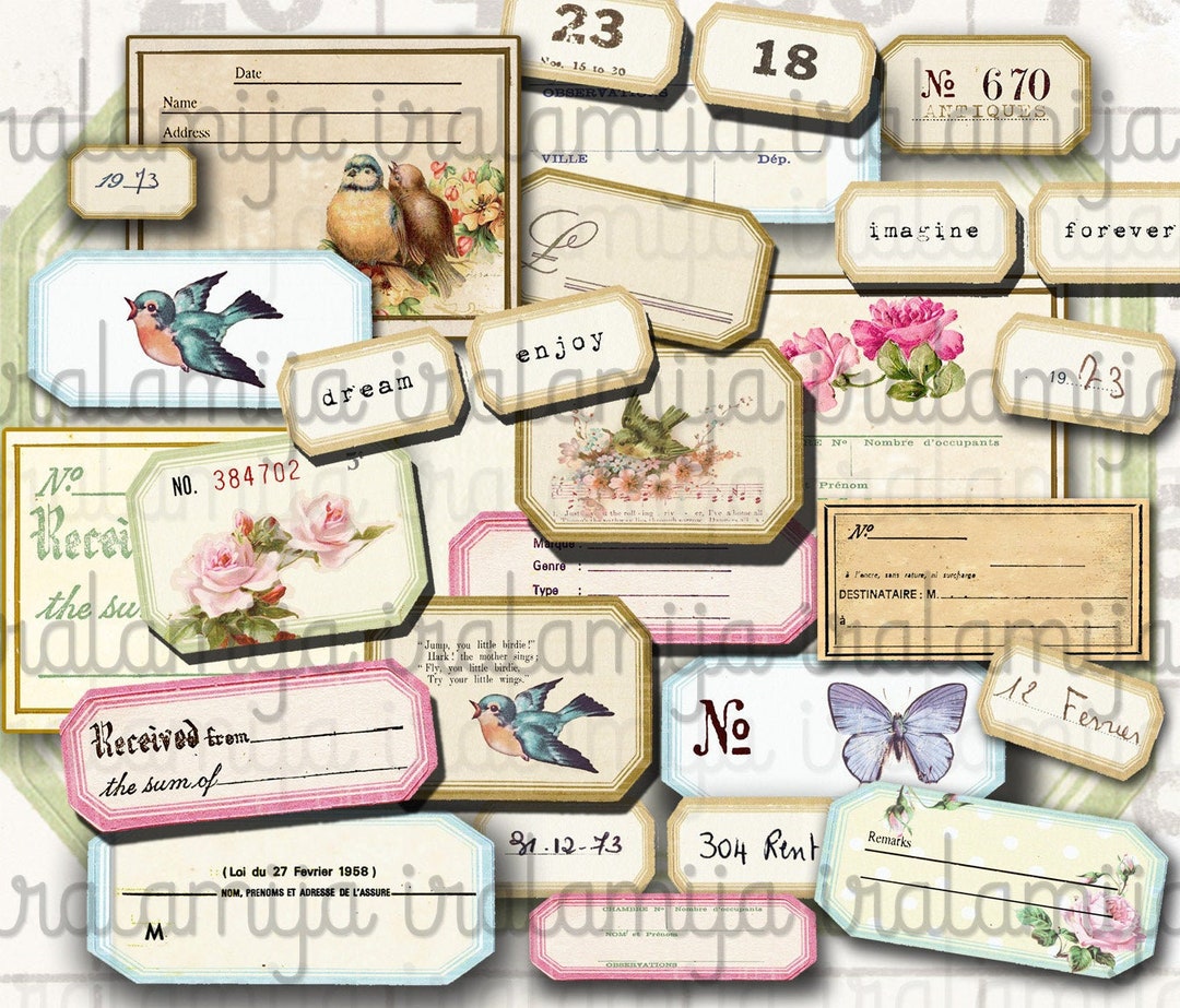 Printable Labels / Vintage Style Labels No. 6 / Digital Images ...