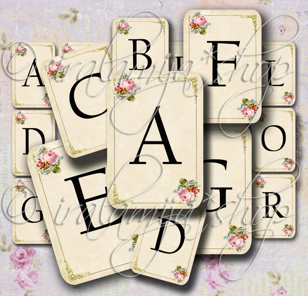 ALPHABET Cards, Junk Journal, Digital Download, Scrapbook Paper, Shabby ...