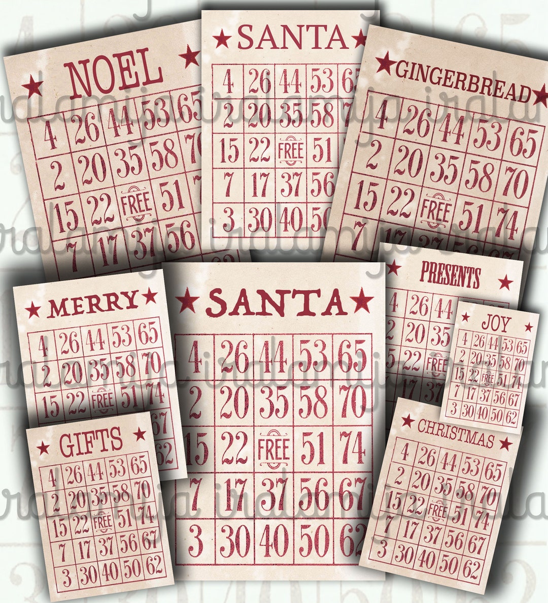 Printable Christmas Bingo Cards / SANTA BINGO Cards Collage / Christmas ...
