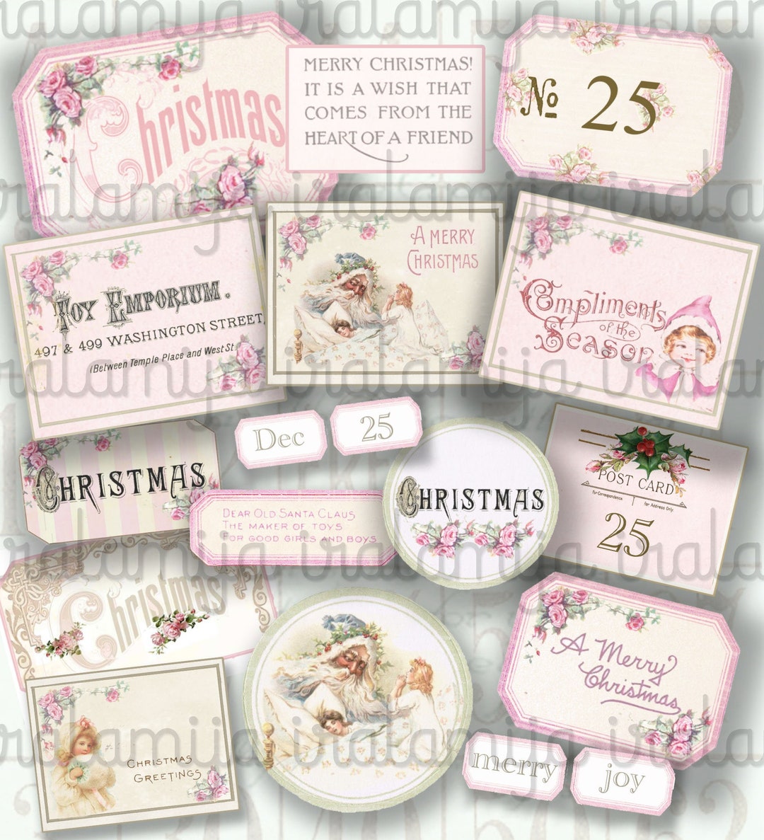 Christmas PINK Labels / CHRISTMAS Labels / Christmas Printable Download ...