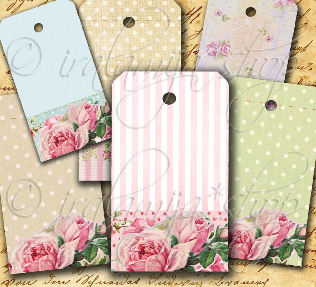 Printable Download SHABBY FLORAL TAGS Collage Digital Images -printable ...