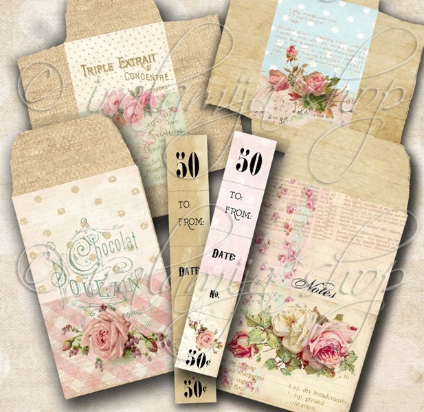 SHABBY ENVELOPES Collage / Printable Envelopes / Envelopes | Etsy