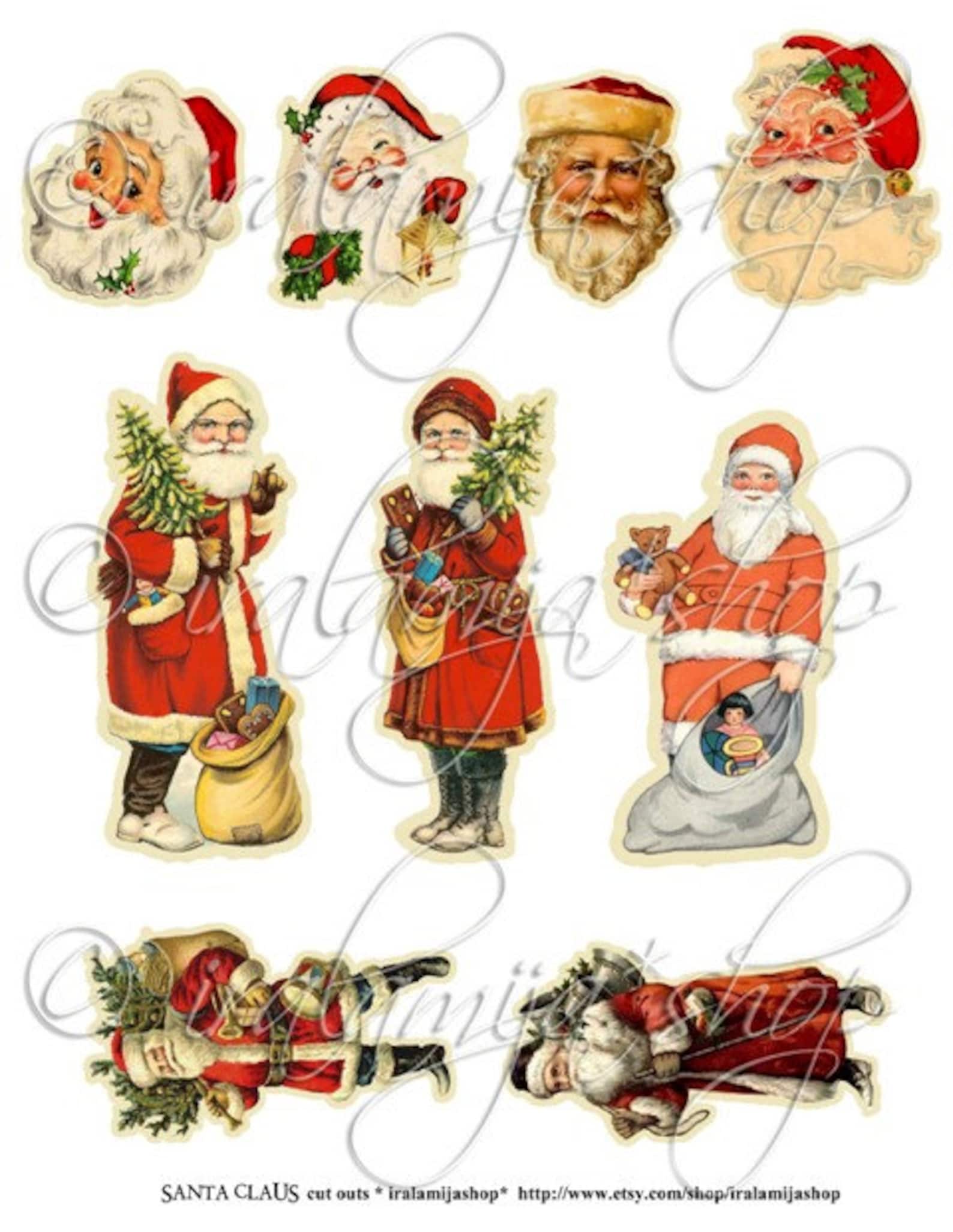 Printable SANTA CLAUS Cut Outs Collage Digital Images - Etsy UK