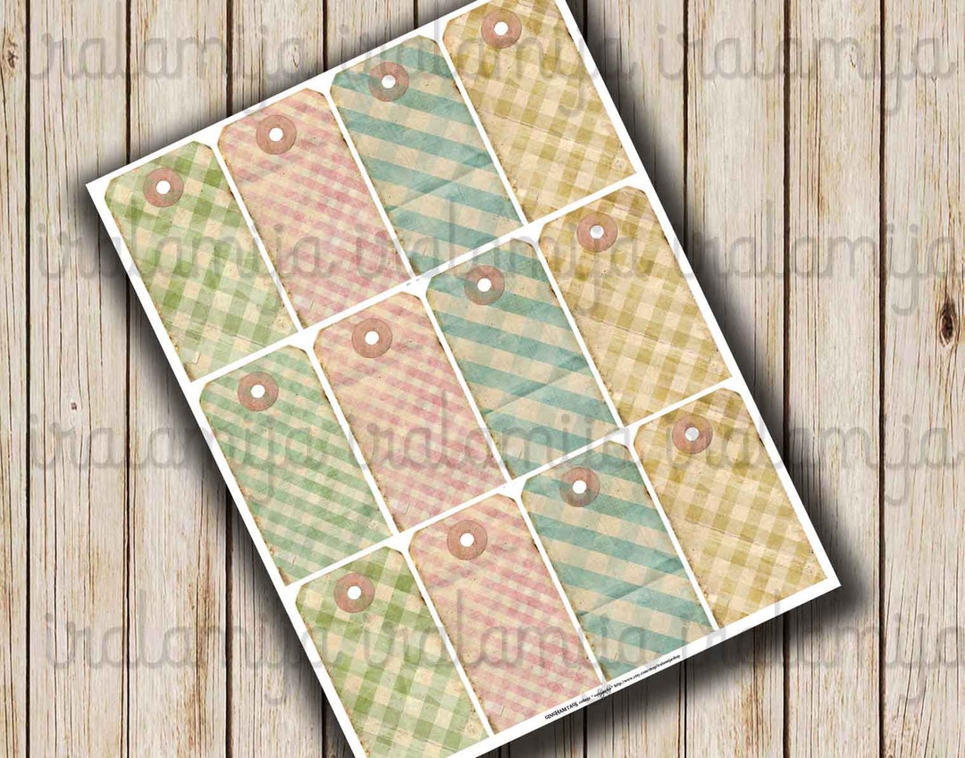 GINGHAM TAGS Collage Digital Images -printable Download File- Digital ...