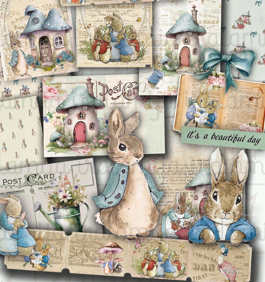 PETER RABBIT No 2 Junk Journal Ephemera Papers, Envelope, Cut Outs ...