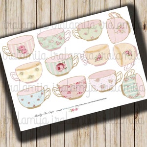TEA CUPS Digital Downolad/ Shabby Tea Cup Images / / Printable Download ...