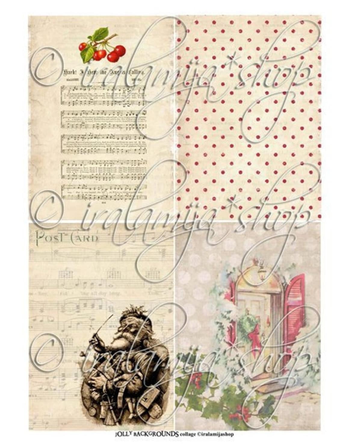 CANDY CANE PAPER Backgrounds Bundle collage Digital Images - Etsy