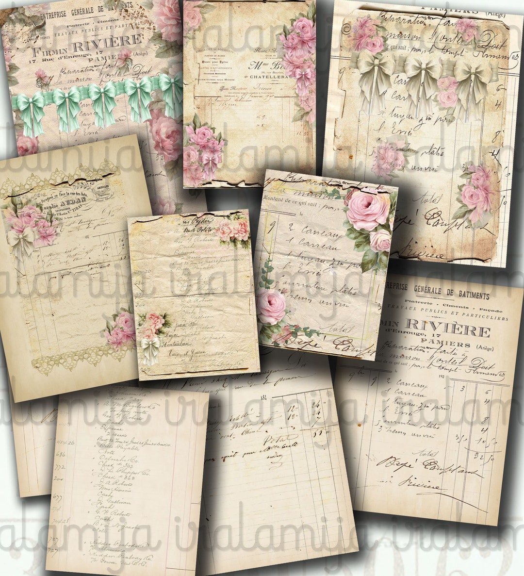 Shabby LEDGER NO. 2 Printable / Vintage Ledger, Digital Paper / Ledger ...