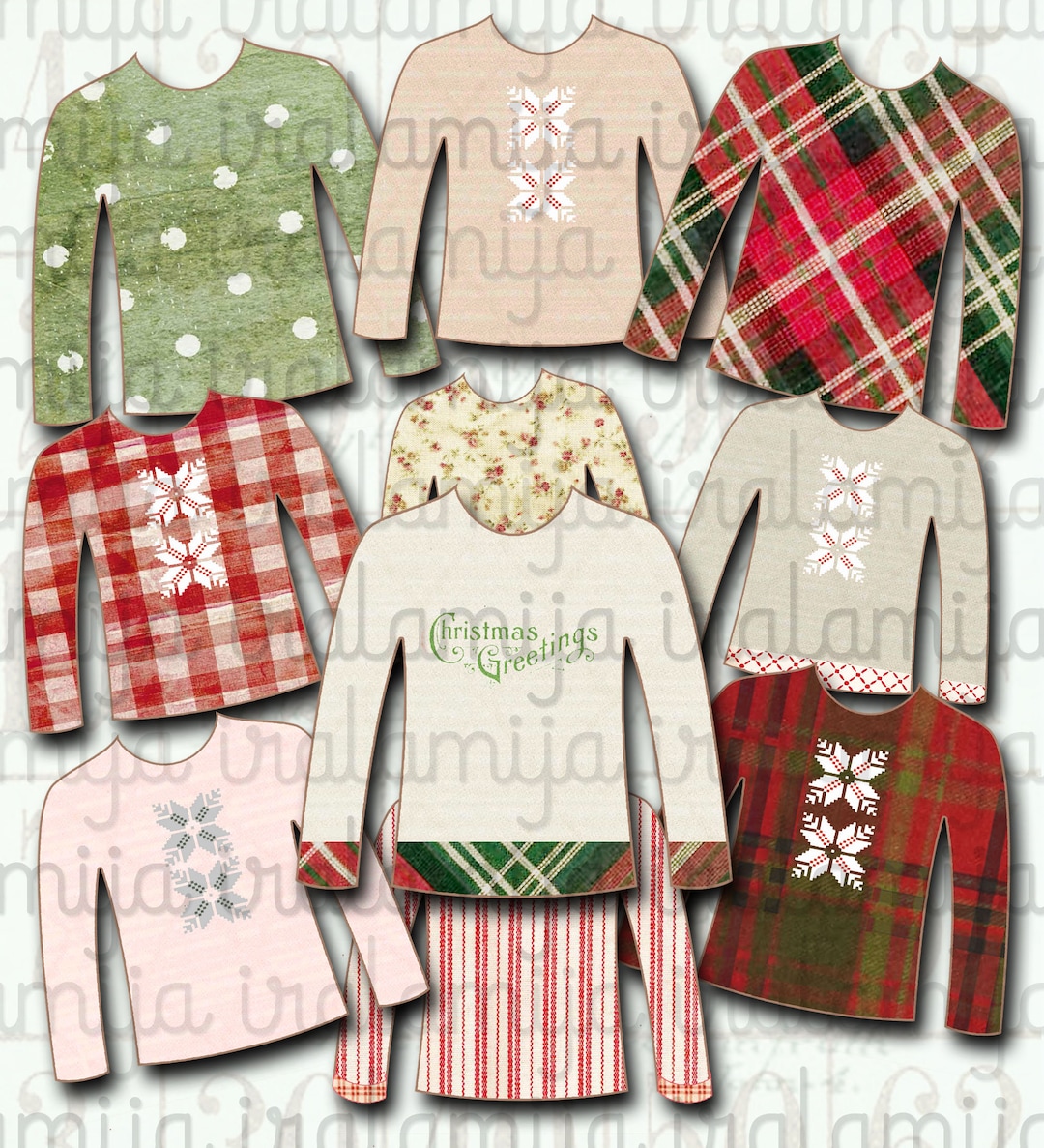 Printable Sweater / CHRISTMAS SWEATER/ Digital Images / Sweater Clip ...