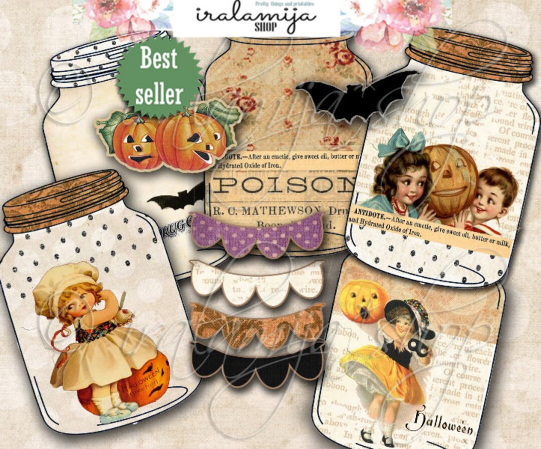 Halloween Printable / HALLOWEEN JARS Printable Digital Images ...