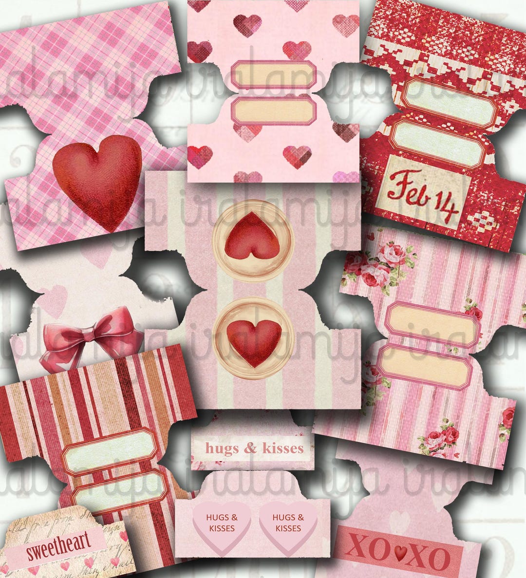 VALENTINE Tabs, Digital Download, Printable Images, Download File ...