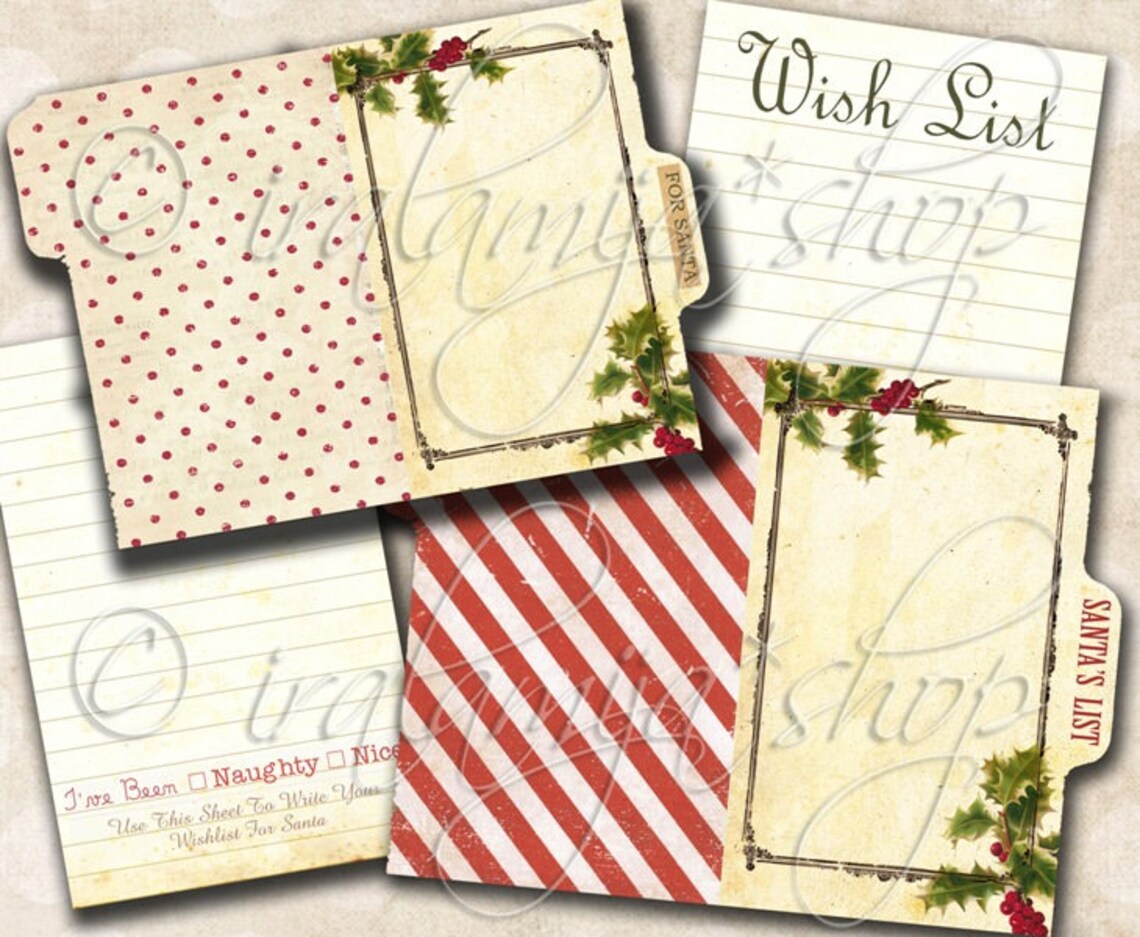 SANTA FILE Folders Printable Digital Images Printable - Etsy