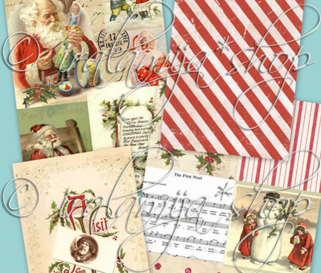 CANDY CANE PAPER Backgrounds Bundle -collage Digital Images -printable ...