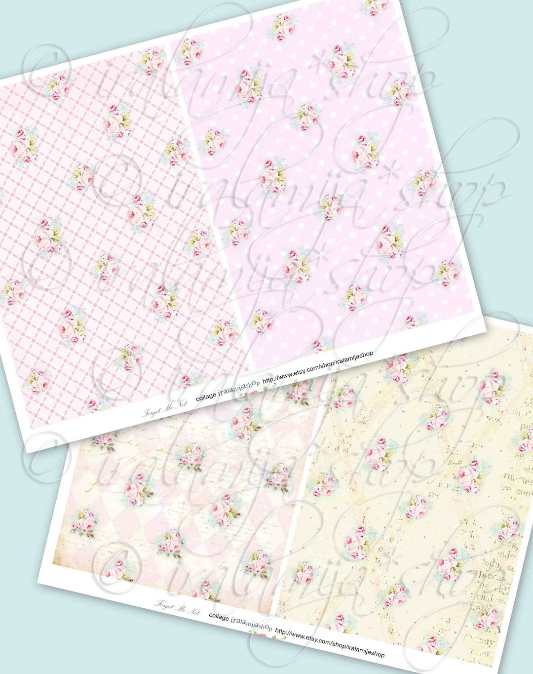 Printable Papers / FORGET ME NOT Paper / Printable Digital Images ...