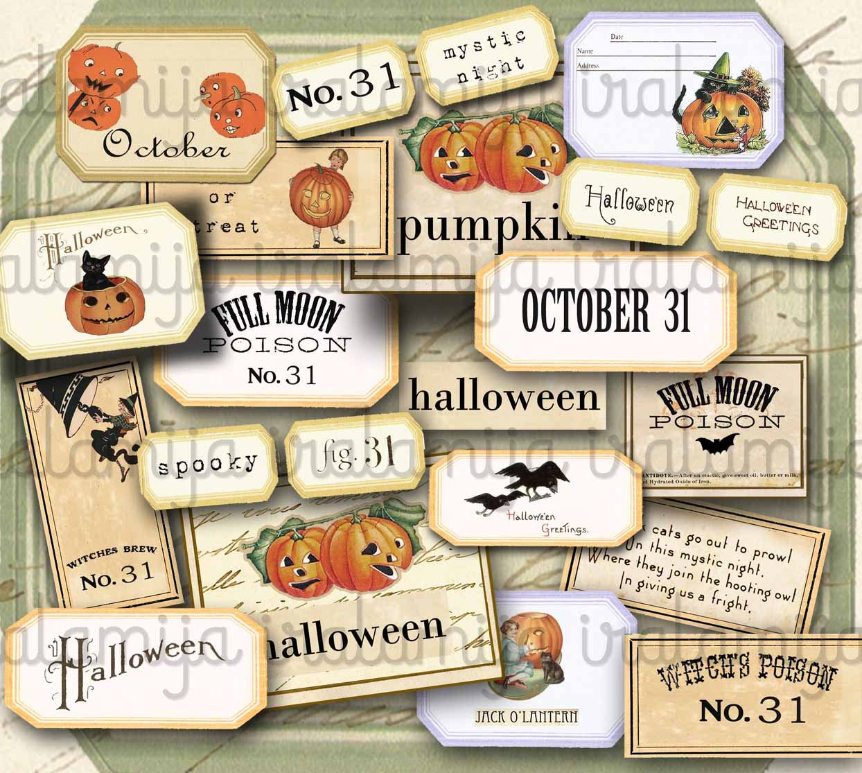 Printable HALLOWEEN LABELS No.3 / Halloween Digital Images / - Etsy