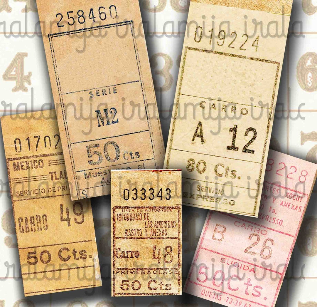 Vintage Tickets, Junk Journal Kit, Junk Journaling Digitals, Digital ...
