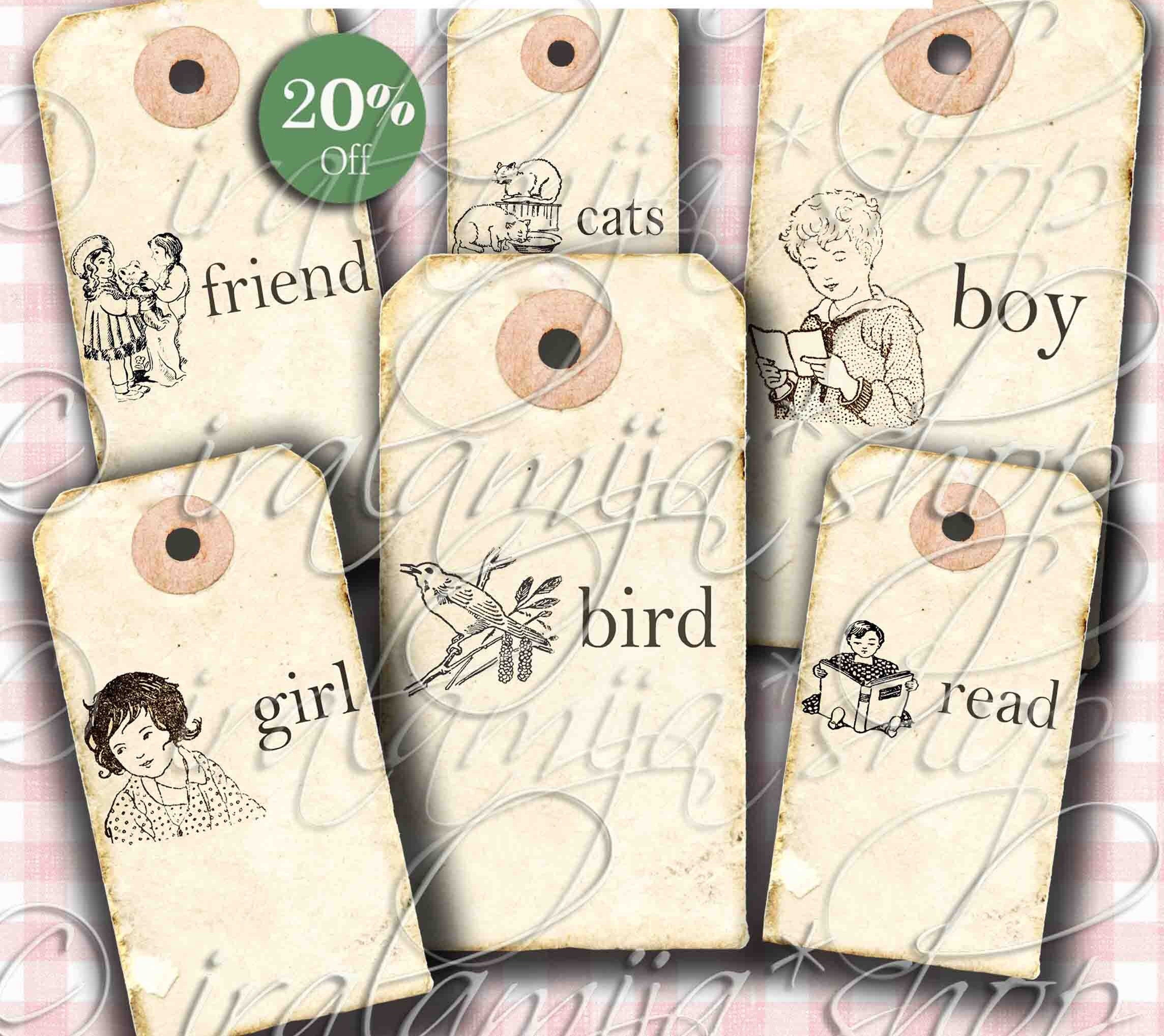 Printable Tags Vintage Vintage Style Tags Definition - Etsy
