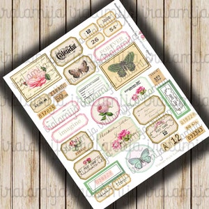 Printable Labels / Vintage Style Labels No. 2-5 / Digital Images ...
