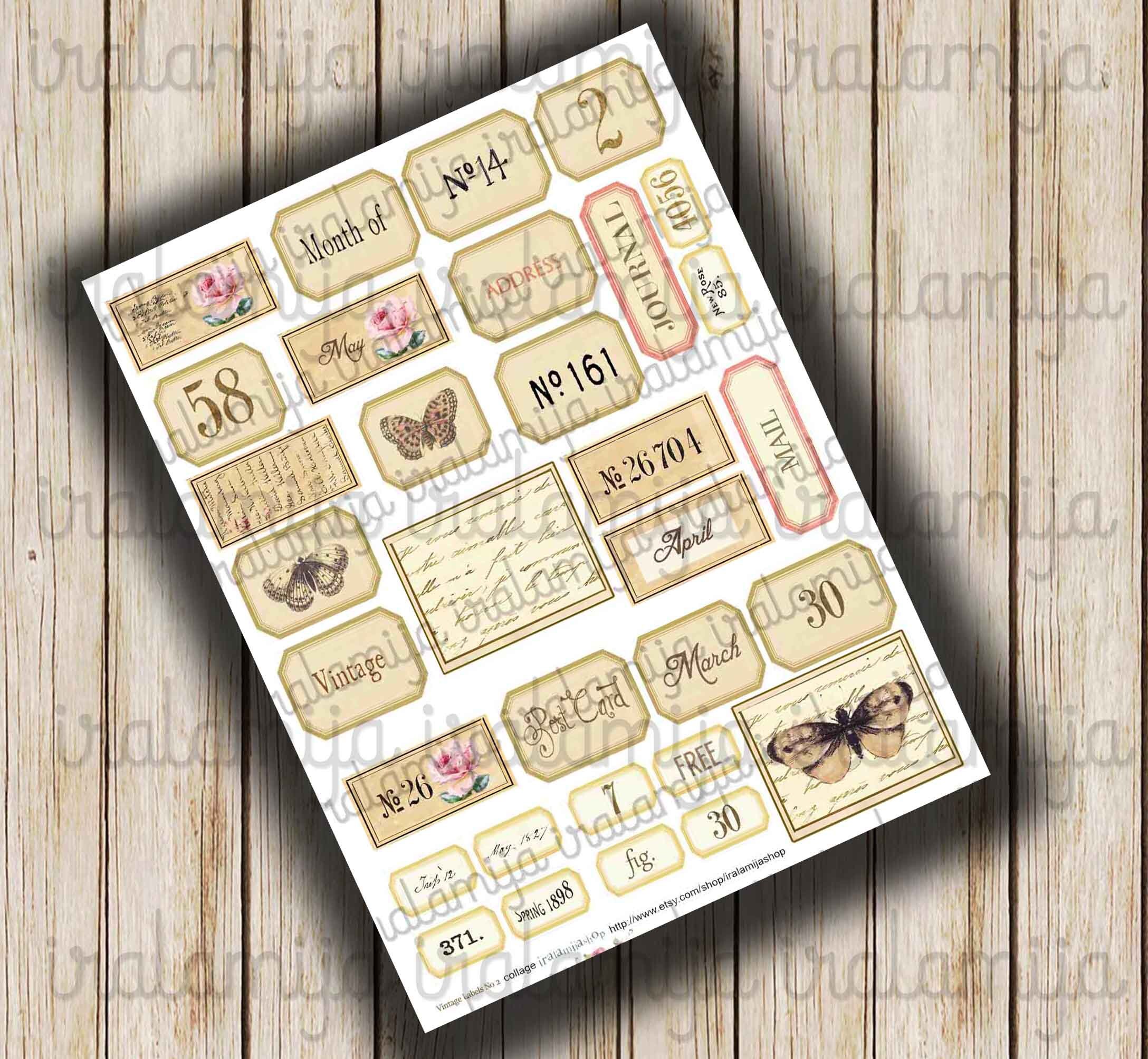 Junk Journal Vintage Style Labels Fussy Cut Label Ephemera for Journal ...
