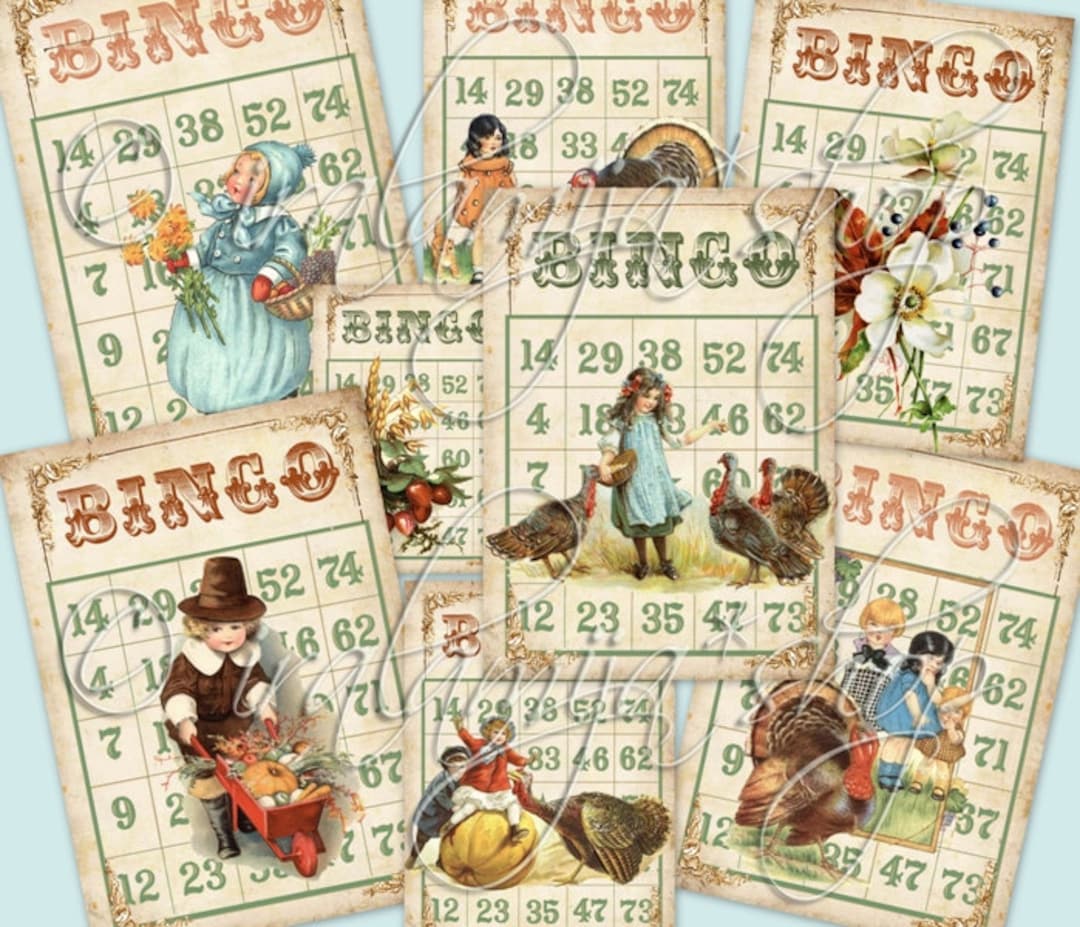 THANKSGIVING BINGO Cards Collage Digital Images -printable Download ...