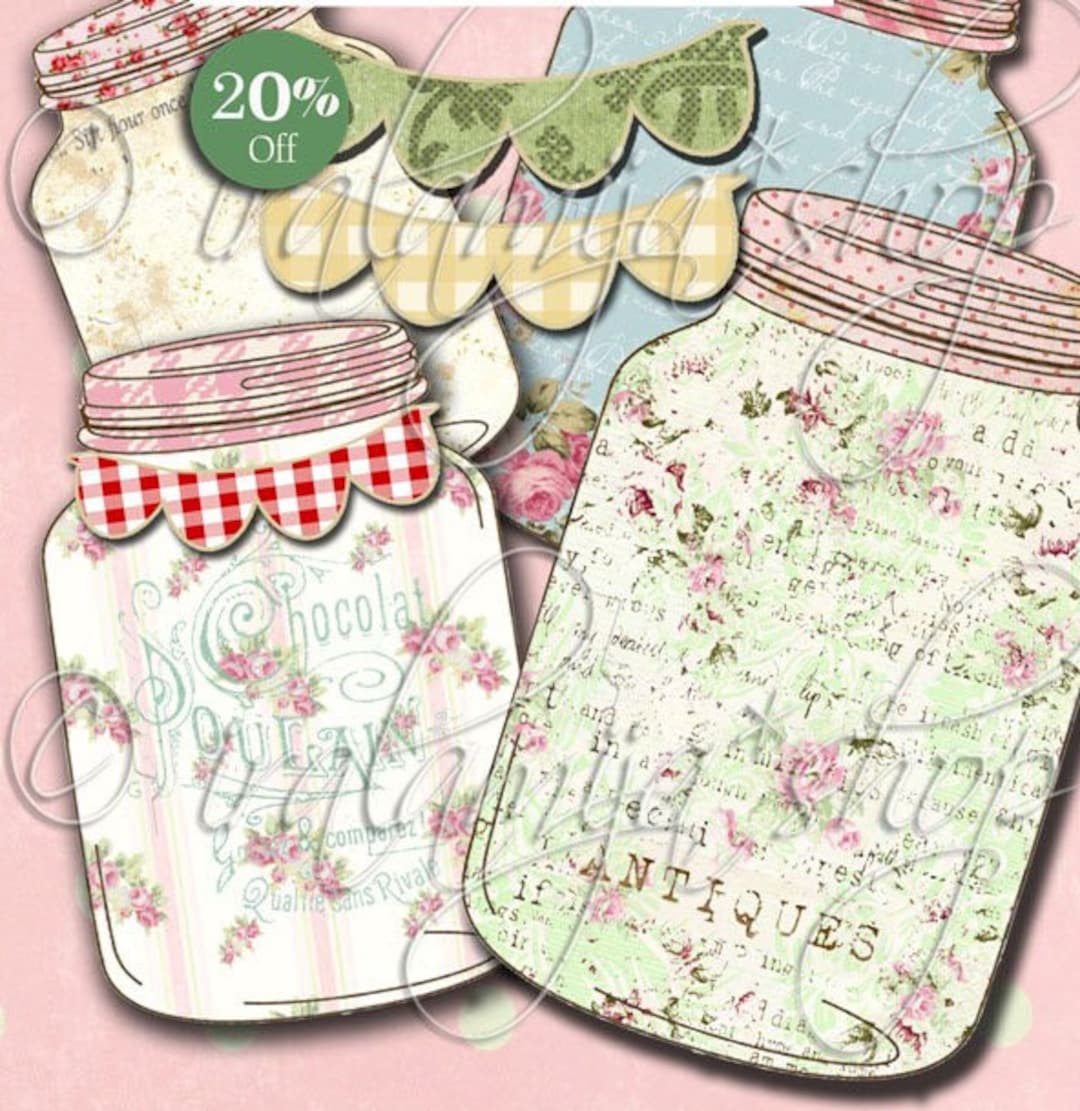 JUMBO JARS Collage Digital Images -printable Download File Scrapbook ...